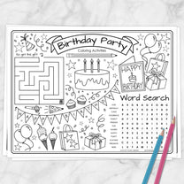 Birthday Party Coloring Activity Sheet | Printable for Kids – Printable ...