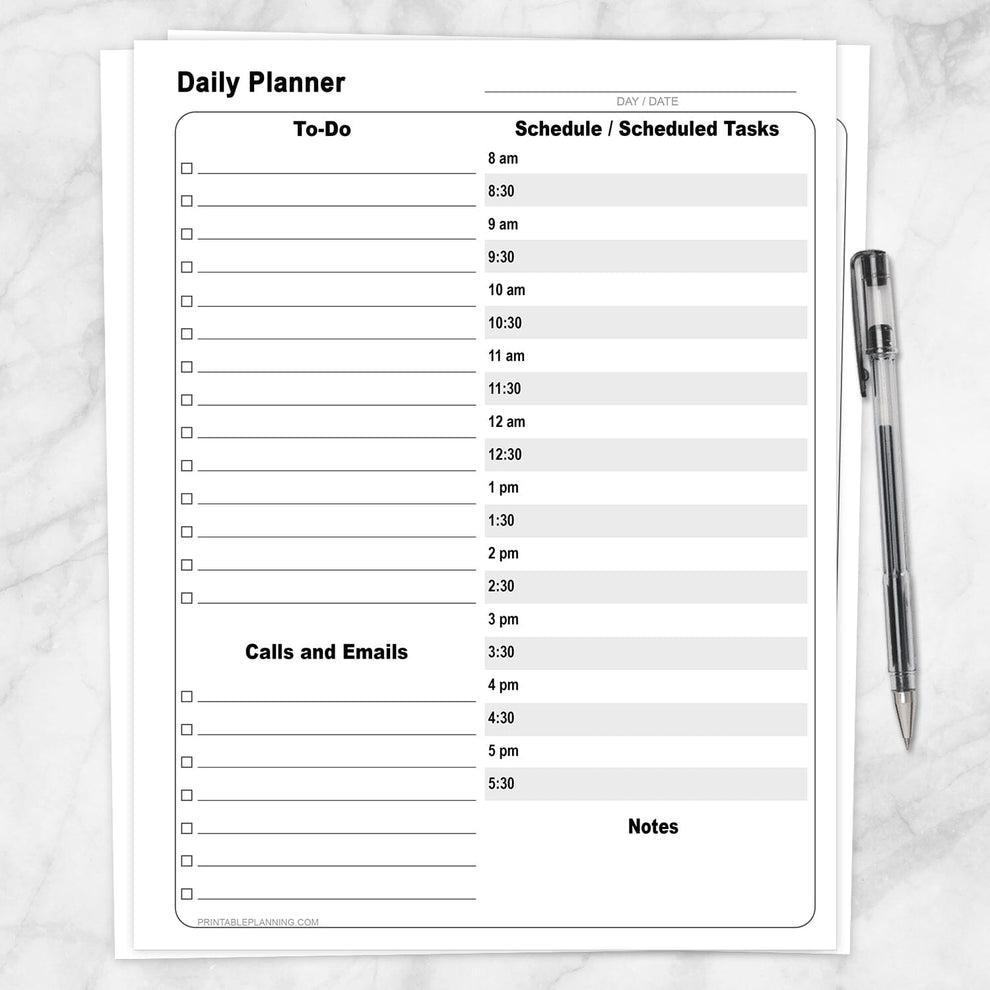 Printable Business Daily Planner with To-Do List and Schedule PDF ...