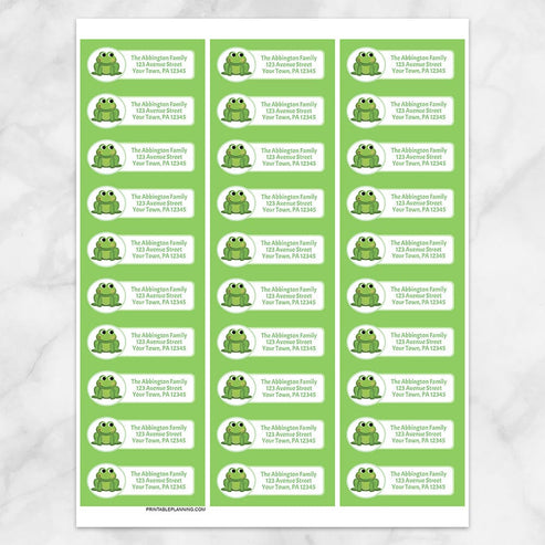 Cute Frog Green Background Address Labels - Printable at Printable ...