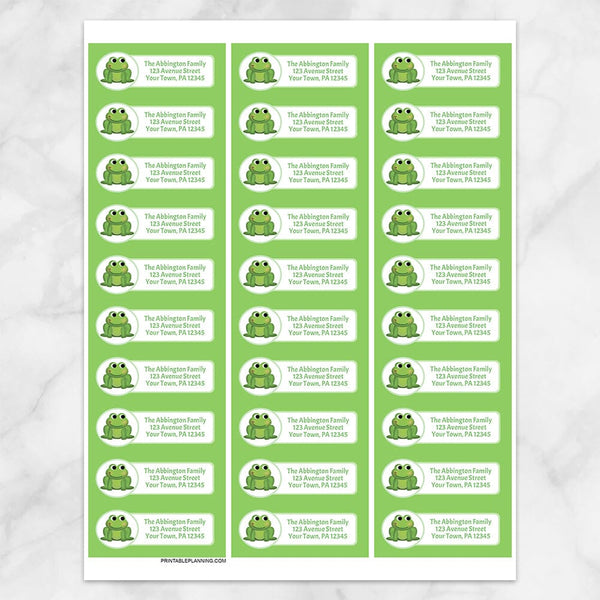 Cute Frog Green Background Address Labels - Printable at Printable ...