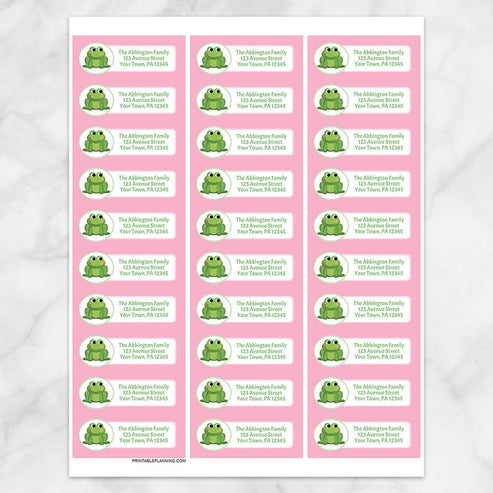 Cute Frog Pink Background Address Labels - Printable at Printable ...