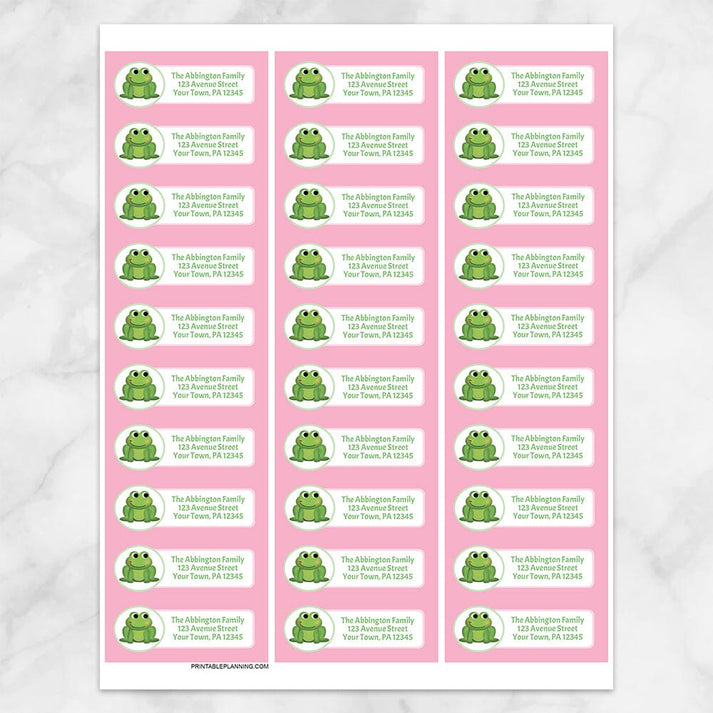 Cute Frog Pink Background Address Labels - Printable at Printable ...