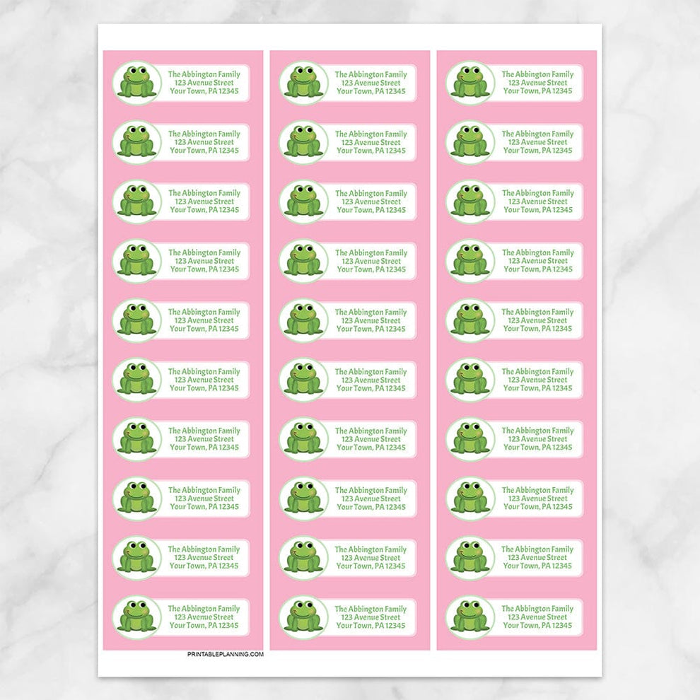 Cute Frog Pink Background Address Labels - Printable at Printable ...