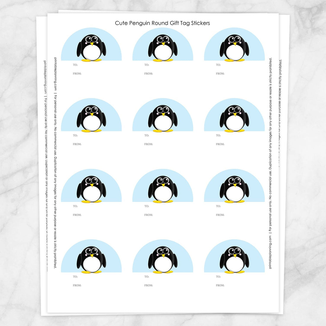 Cute Penguin Gift Tag Stickers - Printable at Printable Planning for ...
