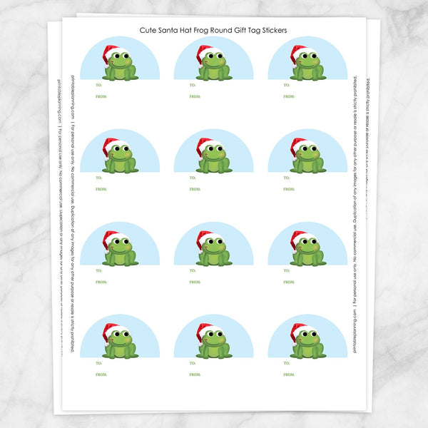 Printable Cute Santa Hat Frog Gift Tag Stickers | Holiday Gift Tags ...