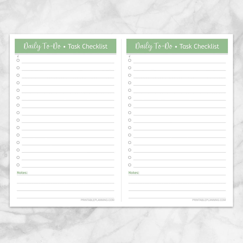 Daily To-Do Lists - 2 Per Page - Task Checklists BUNDLE in 4 Colors ...