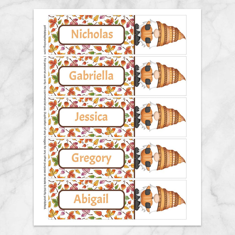 Personalized Fall Pumpkin Gnome Bookmarks | Printable Autumn Gift ...