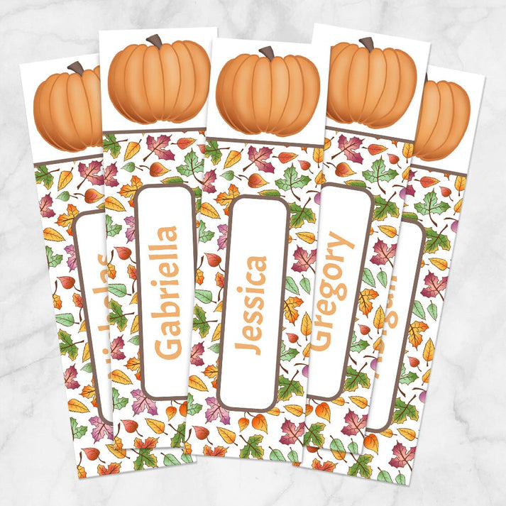 Personalized Pumpkin and Leaves Bookmarks | Printable Reading Gift ...