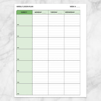 Green Weekly Lesson Plan Pages | Printable Teacher Planner PDF ...