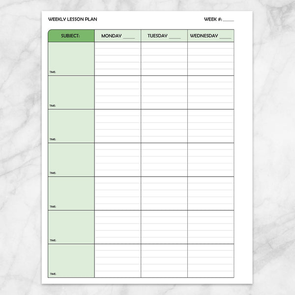 Green Weekly Lesson Plan for Teachers | School Planning PDF Pages ...