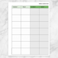 Green Weekly Lesson Plan for Teachers | School Planning PDF Pages ...