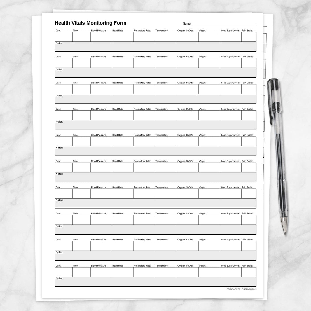 Caregiver Forms | Health Logs and Housekeeping – Printable Planning