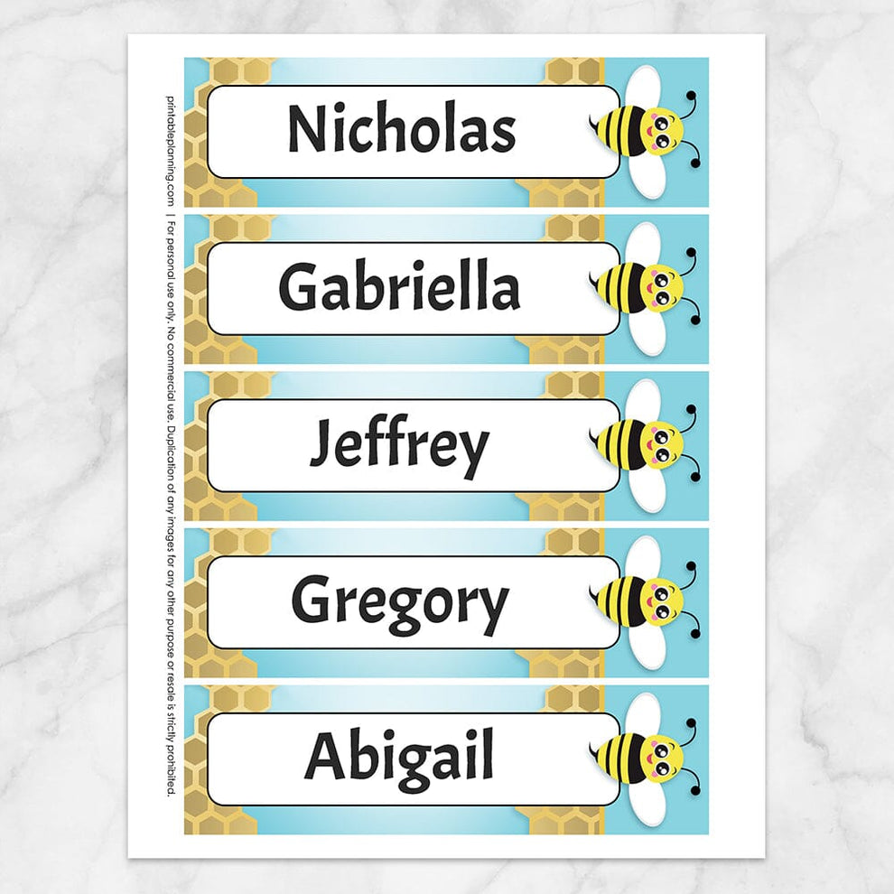 Personalized Cute Honeycomb Bee Bookmarks - Printable – Printable Planning