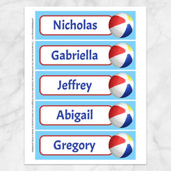 Personalized Watercolor Beach Ball Bookmarks - Printable at Printable ...