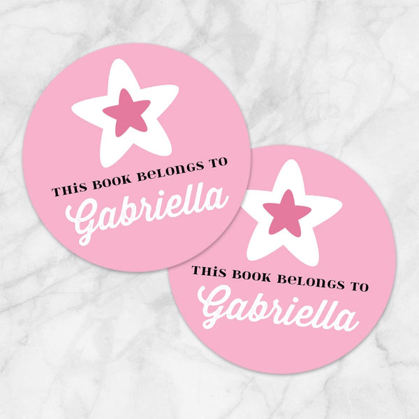 Pink Star Personalized Bookplate Stickers - Printable – Printable Planning