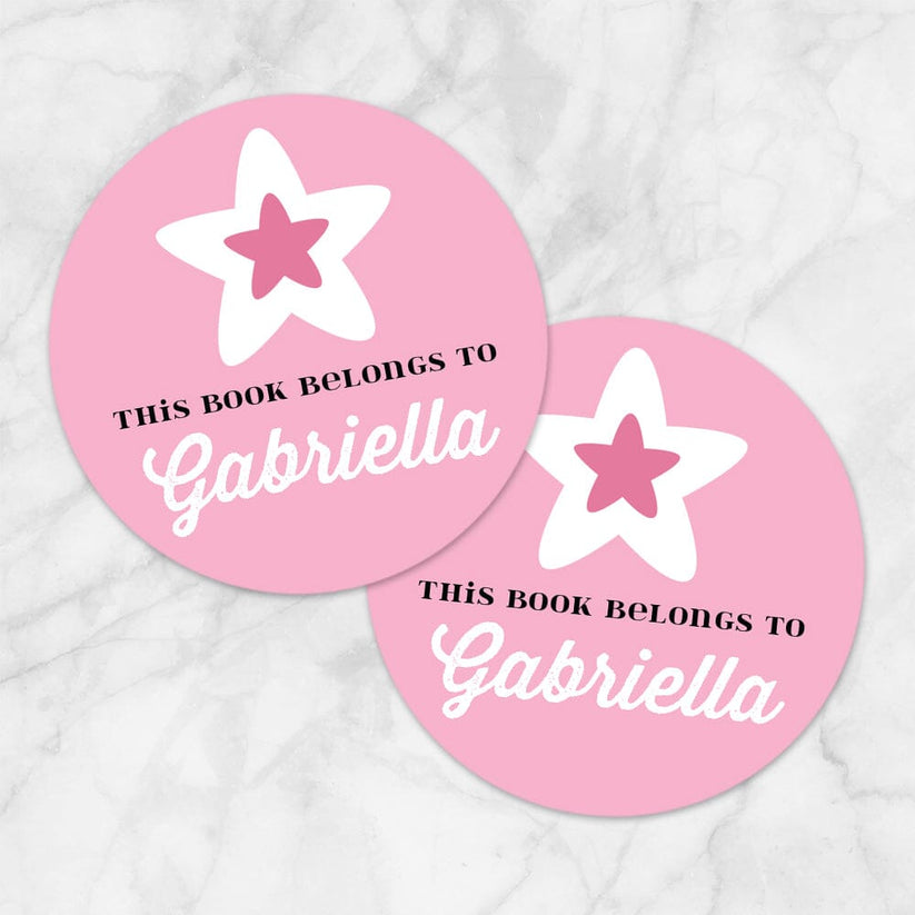 Pink Star Personalized Bookplate Stickers - Printable – Printable Planning