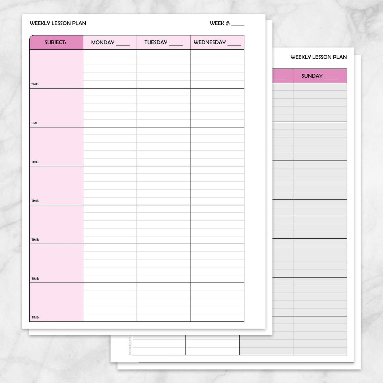 Pink Weekly Lesson Plan for Teachers | School Planning PDF Pages ...