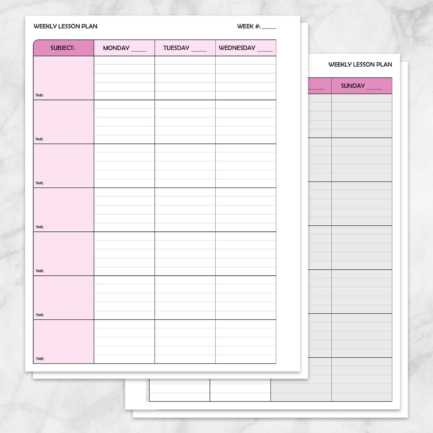 Pink Weekly Lesson Plan Pages | Printable Teacher Planner PDF ...