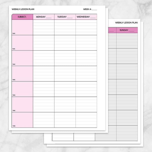 Pink Weekly Lesson Plan for Teachers | School Planning PDF Pages ...