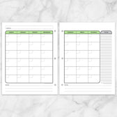 Green Monthly and Weekly Calendar Planner Pages - Printable at ...