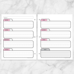 Pink Monthly and Weekly Calendar Planner Pages - Printable at Printable ...