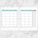 Teal Monthly and Weekly Calendar Planner Pages - Printable at Printable ...