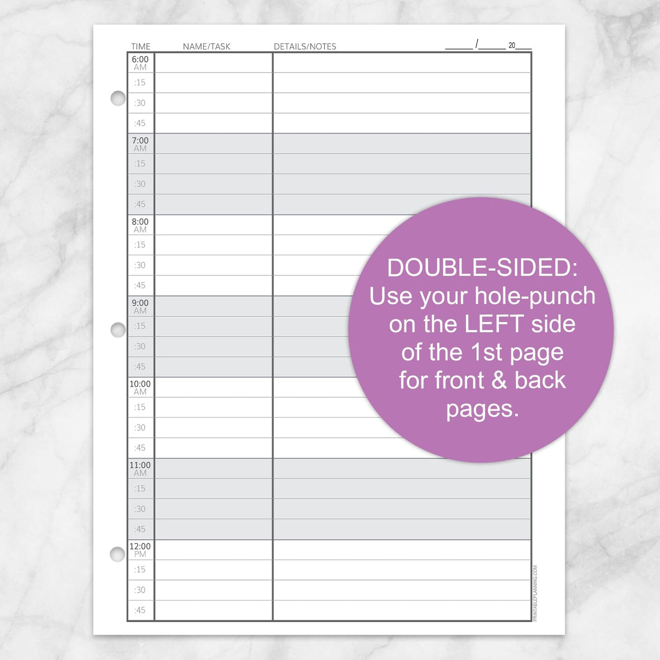 Printable Scheduling Sheet with Notes | Daily Planner PDF – Printable ...