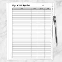 Sign In and Sign Out Sheet - Printable at Printable Planning for only 5.95