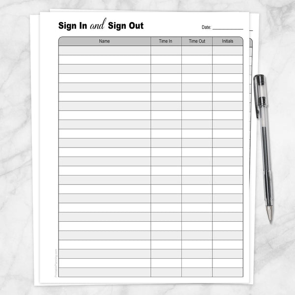 Sign In and Sign Out Sheet | Printable Daily Log PDF – Printable Planning