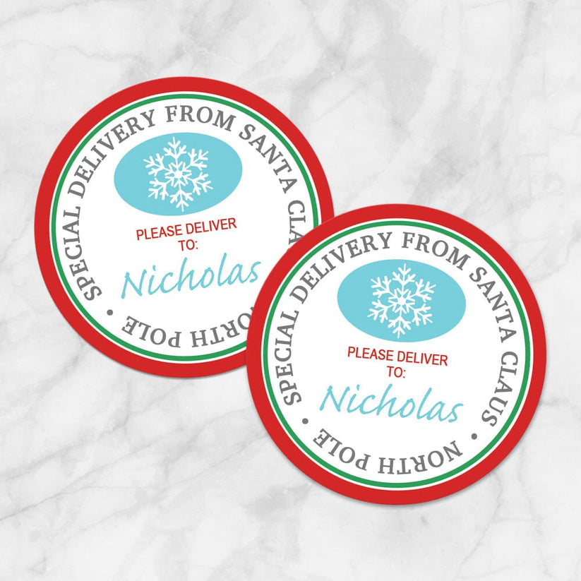 Special Delivery from Santa Claus - Round Personalized Gift Tags or St ...