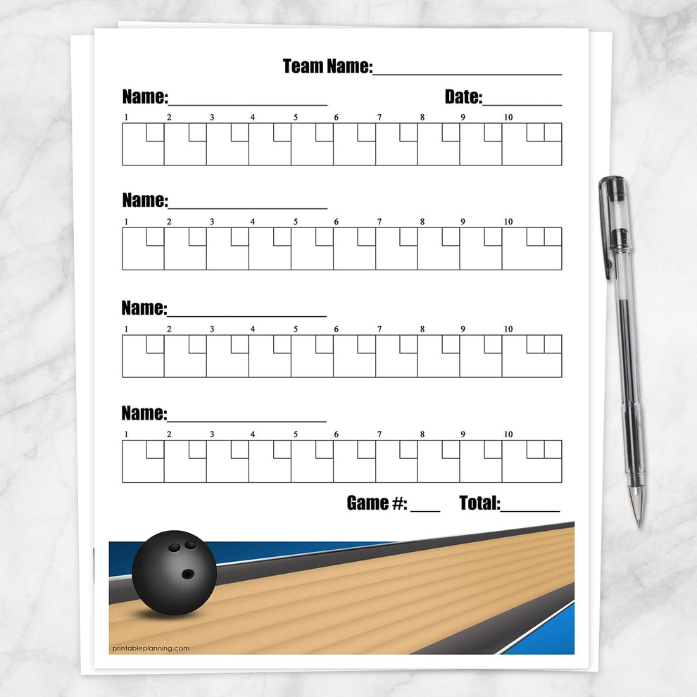 Team Bowling Blue Score Sheet - Printable – Printable Planning