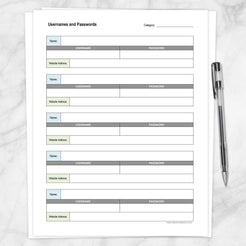 Website Usernames and Passwords Sheet Organizer - Printable – Printable ...