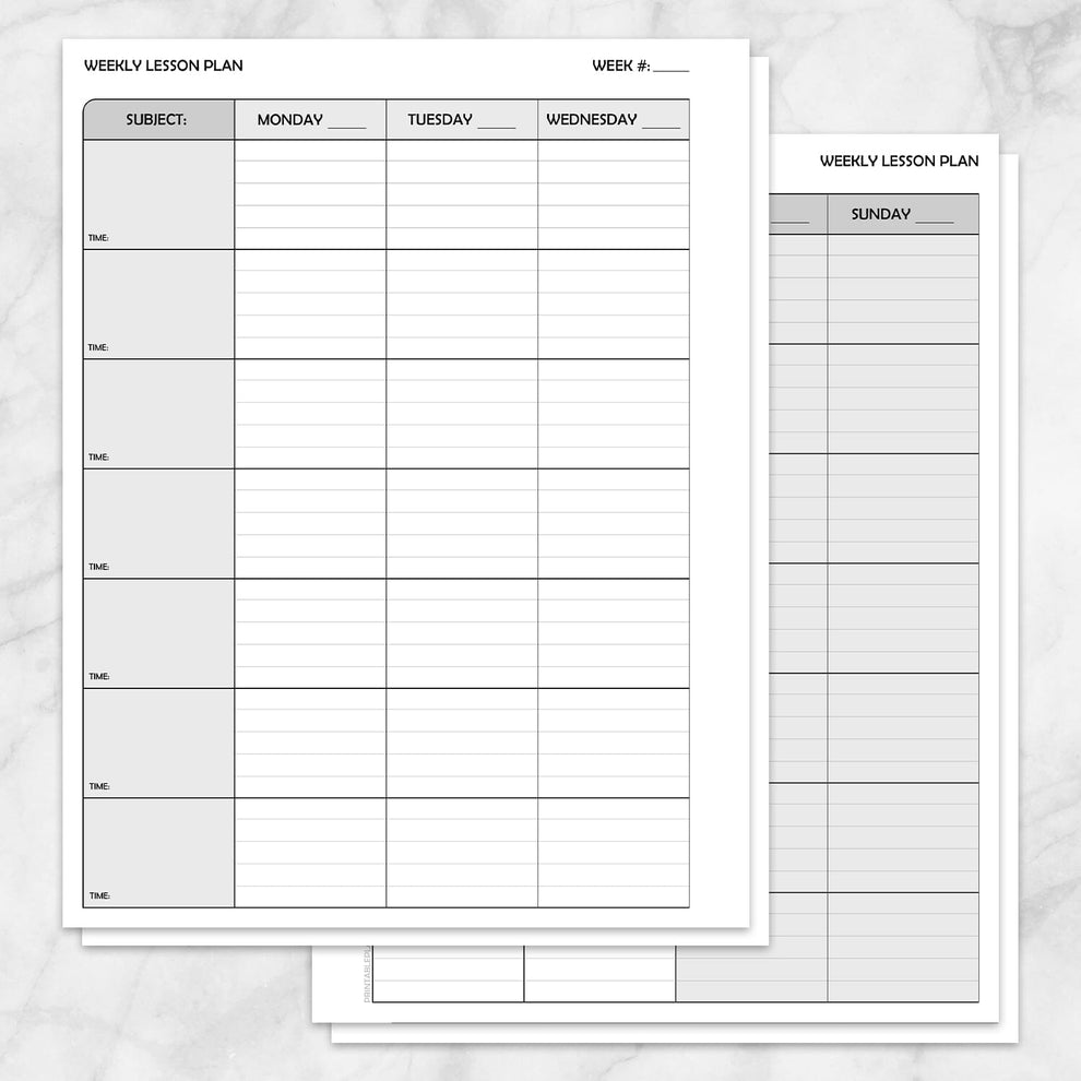 Weekly Lesson Plan for Teachers | Printable 7-Day School Planning ...