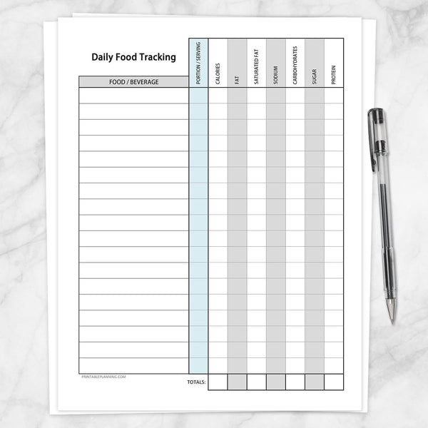 Daily Food Content Tracking Sheet - Printable – Printable Planning