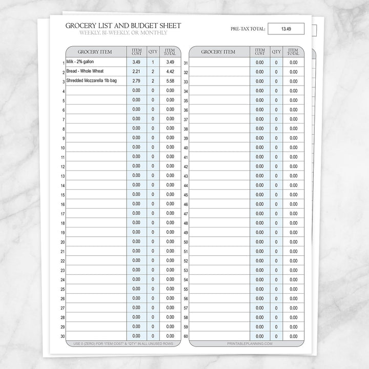 Meal Planning and Grocery Lists | Printable Pages – Printable Planning