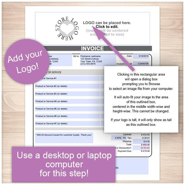 Invoice with Logo and Auto-Calculating Totals - Printable – Printable ...