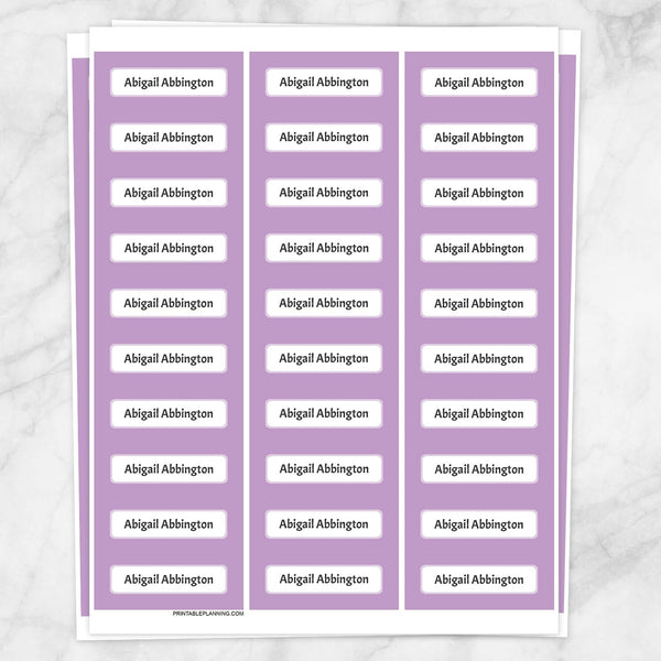 Purple Border Name Labels for School Supplies - Printable – Printable ...