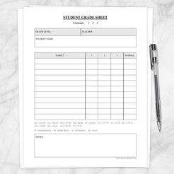 Student Grade Sheet - Quarters or Trimesters - Printable – Printable ...